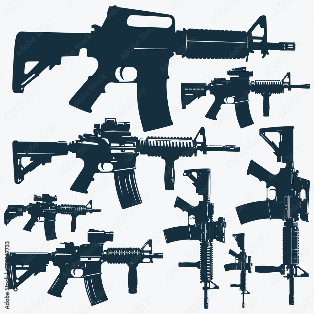 Guns Vector, Military Weapon , Pistol Svg, Weapon svg, Rifle silhouette ...