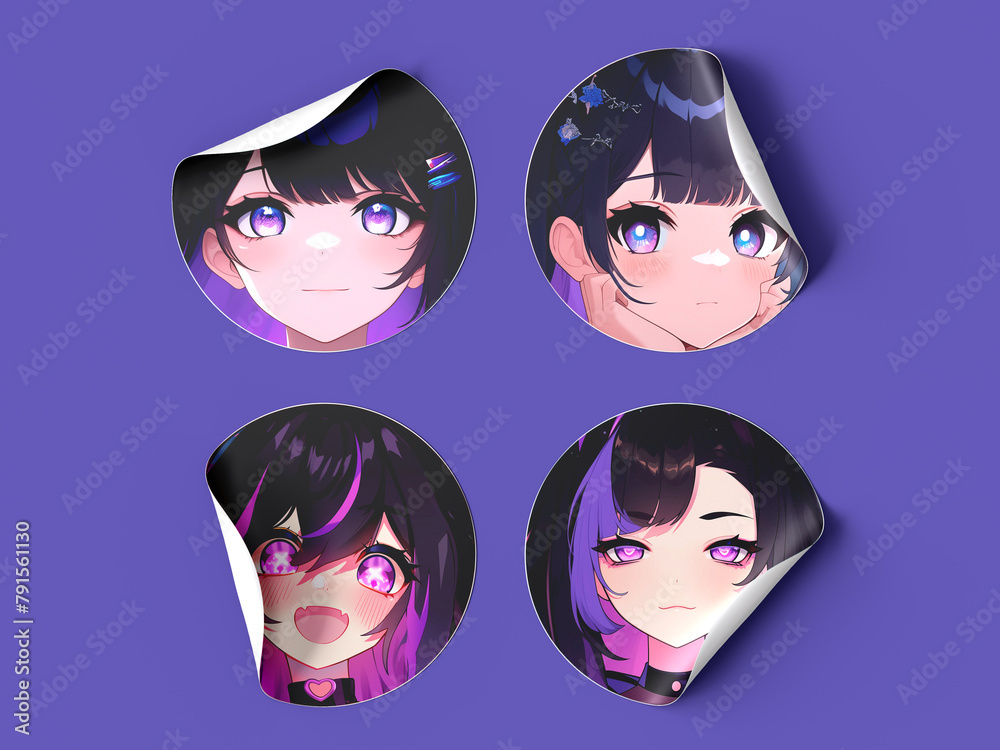 Ilustración de Stock vtuber stickers. vtuber visual identity, anime ...