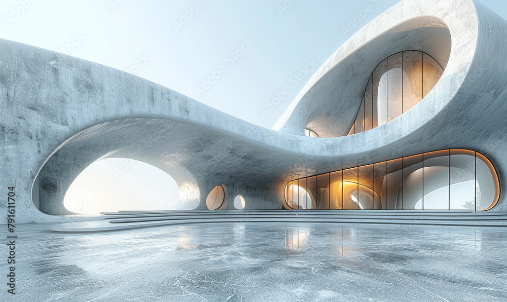 Minimalist Concrete Architecture Plaza: Empty Open Space Courtyard ...