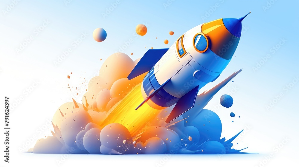 Introduce your designs with the eye catching Launch Icon a sleek rocket ...