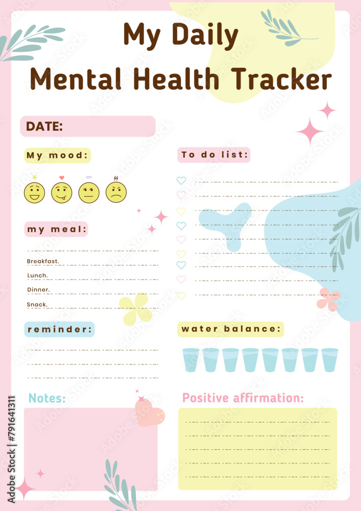 Daily planner. Daily mental health tracker.To do list and organizer ...