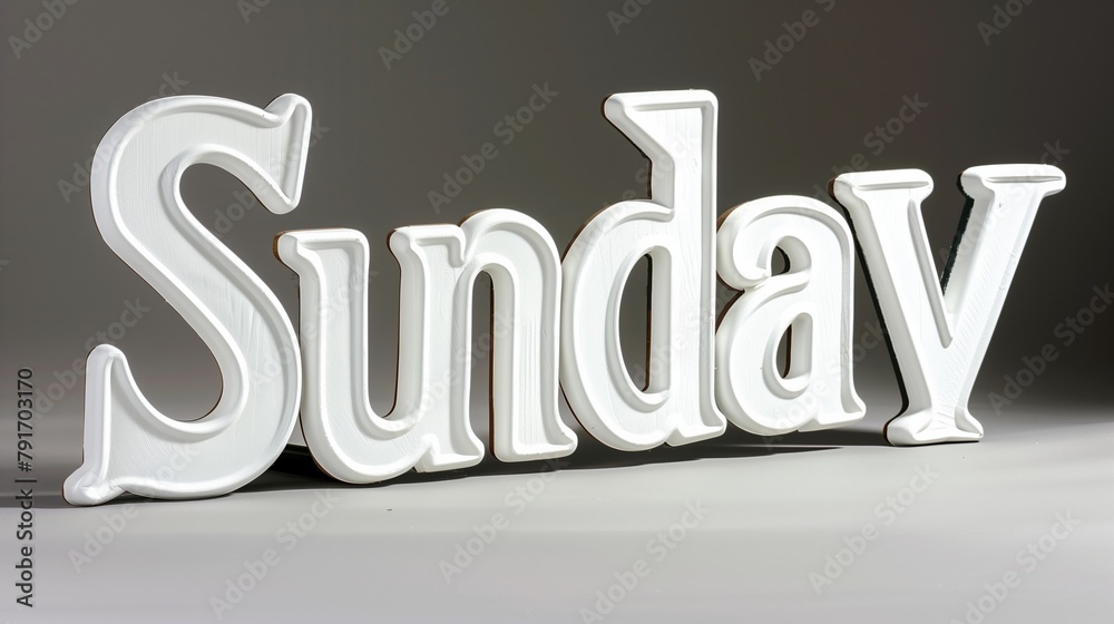 Sunday Typography Sign Over a White Background - Minimalist Design ...