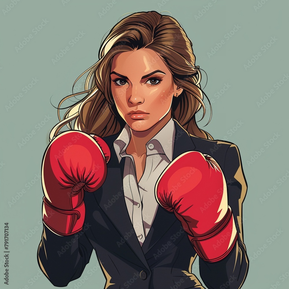 Power Pose A 2D cartoonstyle illustration of a woman in formal attire ...