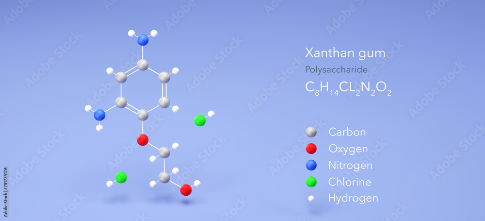 xanthan gum molecule, molecular structures, food additive e415, 3d ...