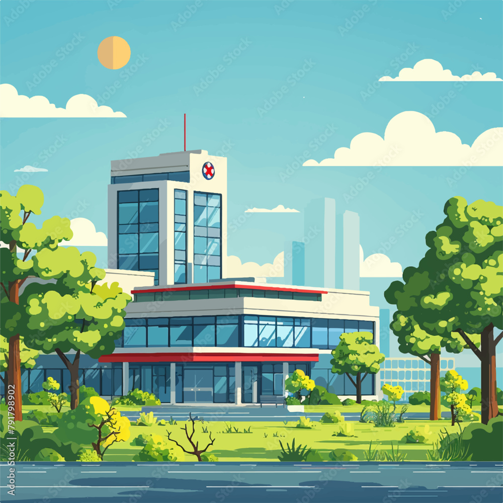 hospital cartoon illustration in vectorial Stock Vector | Adobe Stock