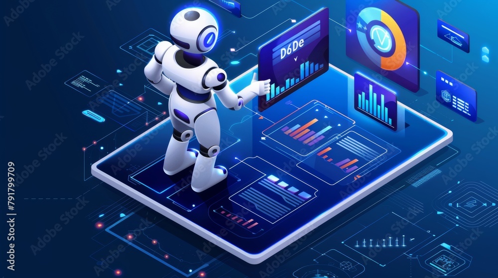 A concept modern illustration of data analysis or analytics solutions ...