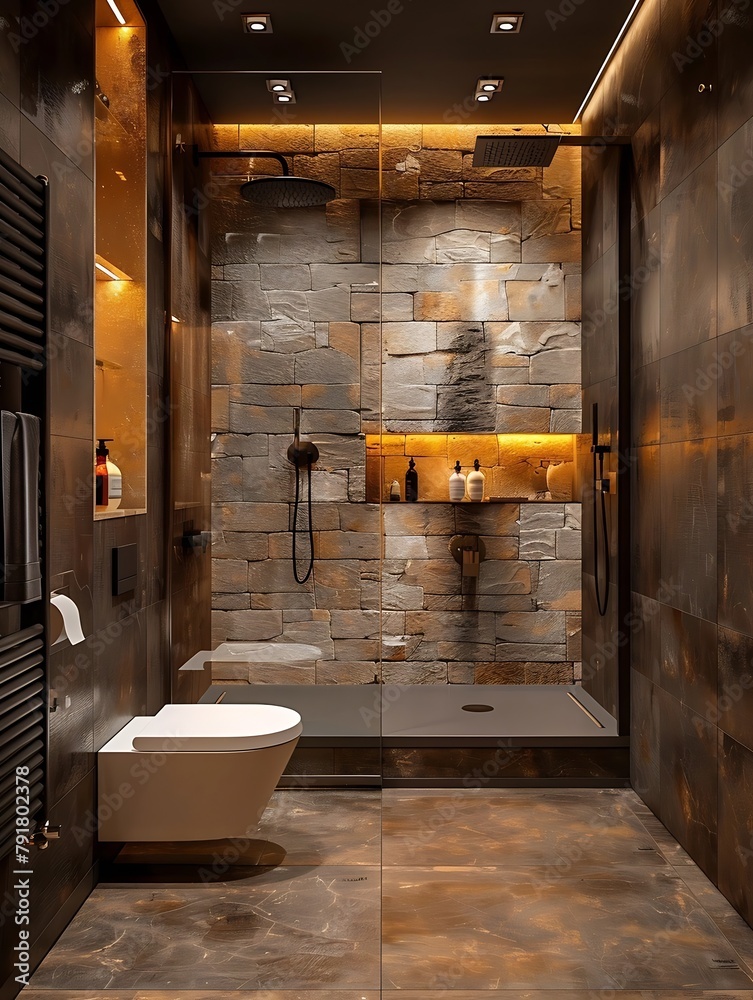 Generative AI : small bathroom, minimalist Italian design style ...