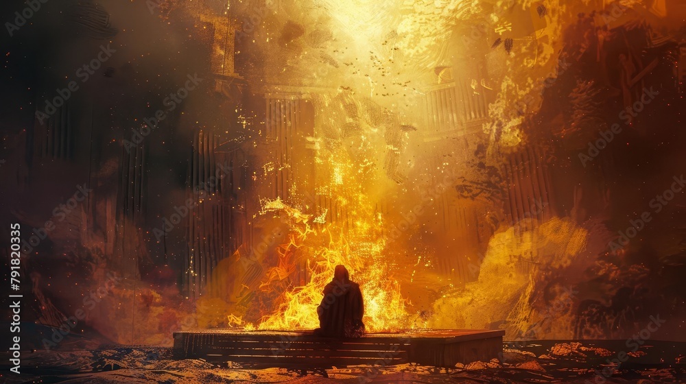 Illustration Stock elijah praying to god fire falling from heaven on ...