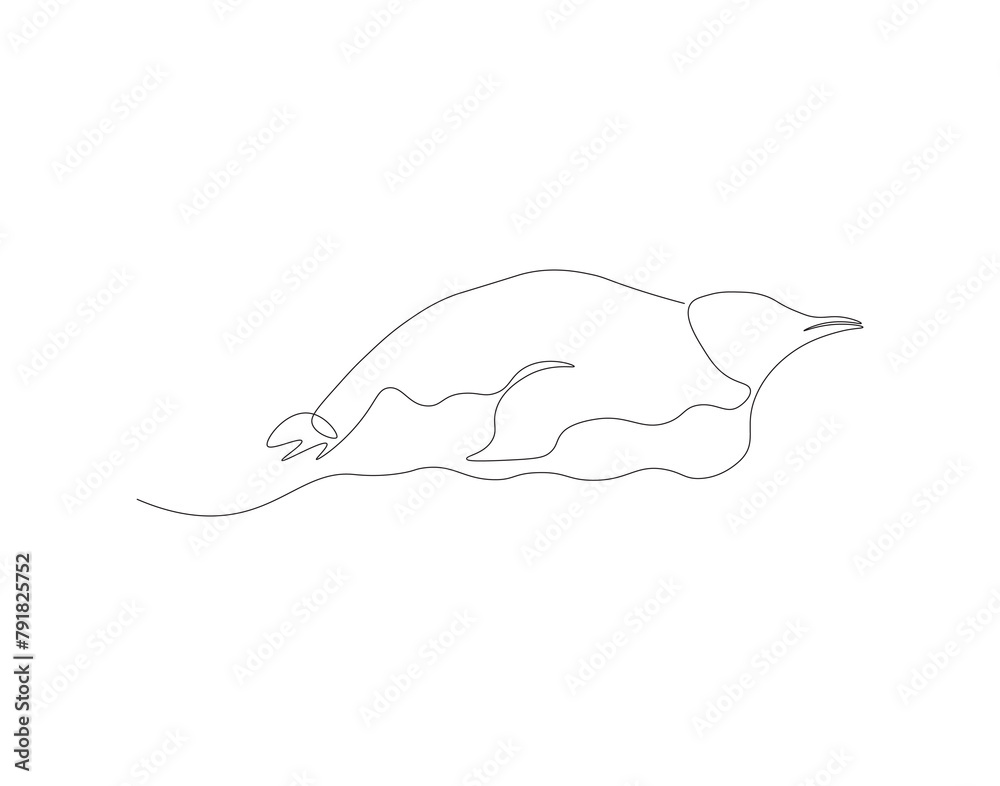 Continuous line drawing of penguin. One line of penguin. Antarctic ...