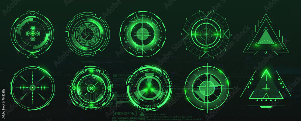 Modern aiming system ui, ux. Futuristic optical aim. Military ...