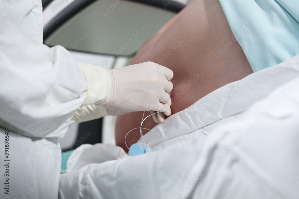 Injections of spinal anesthesia.Injections of epidural anesthesia in ...