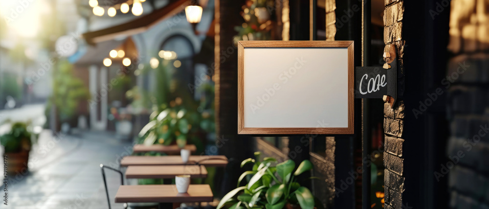 Empty wall sign board mockup at the city street. Template, banner for ...