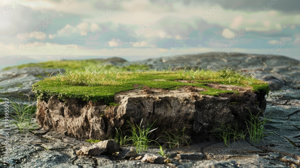 Stock-Illustration „Round cross section of soil ground with green grass ...