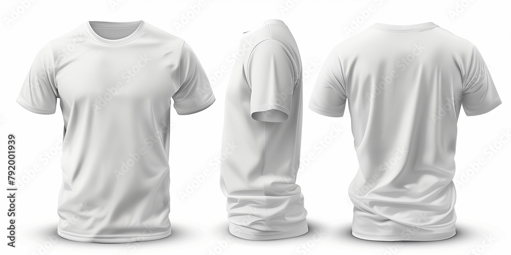 White t-shirt mockup front and back showing different angles of shirt ...