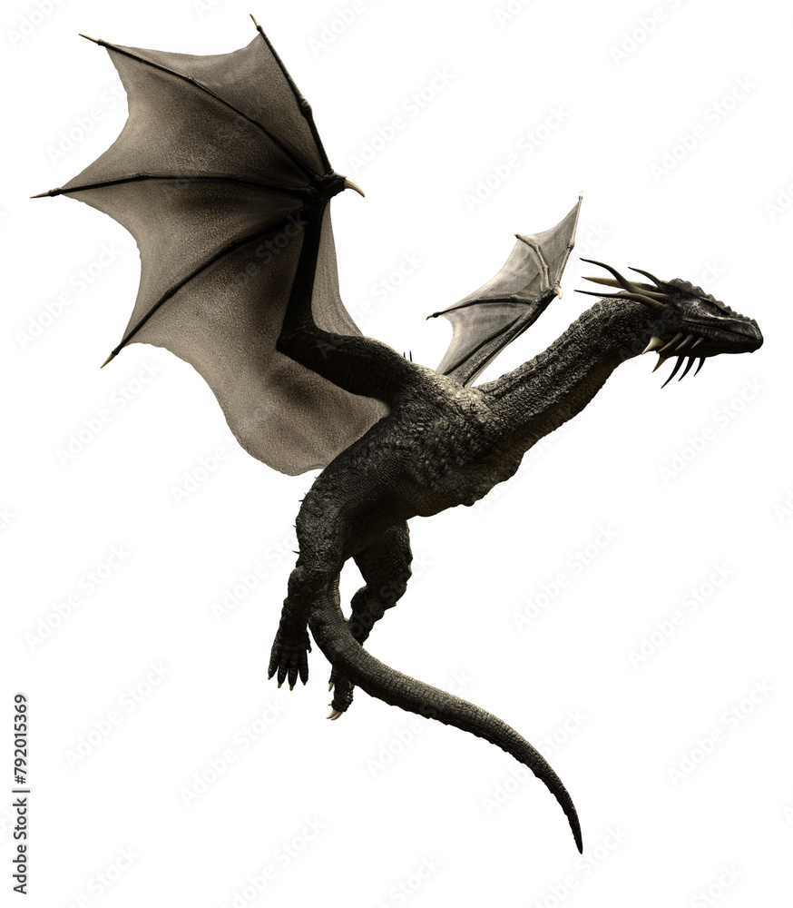 dragon, wyvern, creature, mythological 3d render Stock Illustration ...
