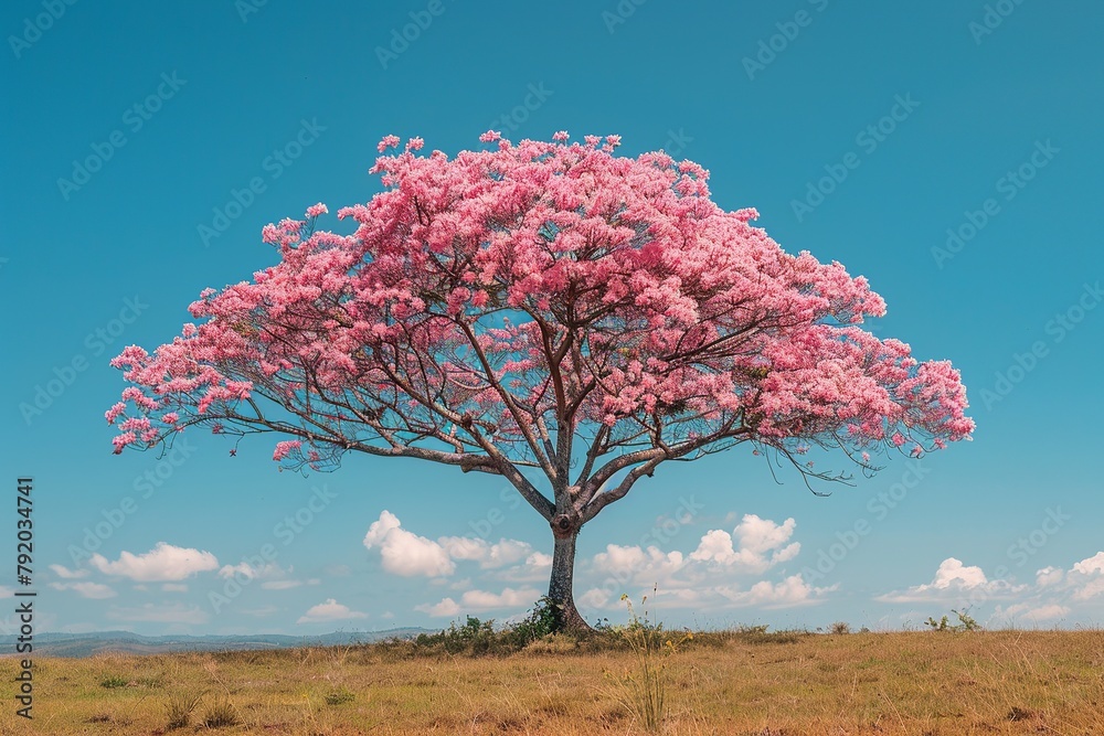 Witness the enchanting beauty of a majestic pink Ipê tree in full bloom ...