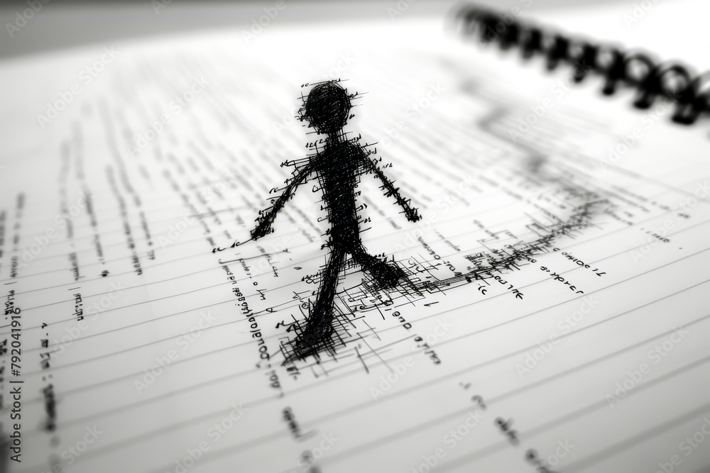 The stick figure transforms into a sequence of zeros and ones. The ...