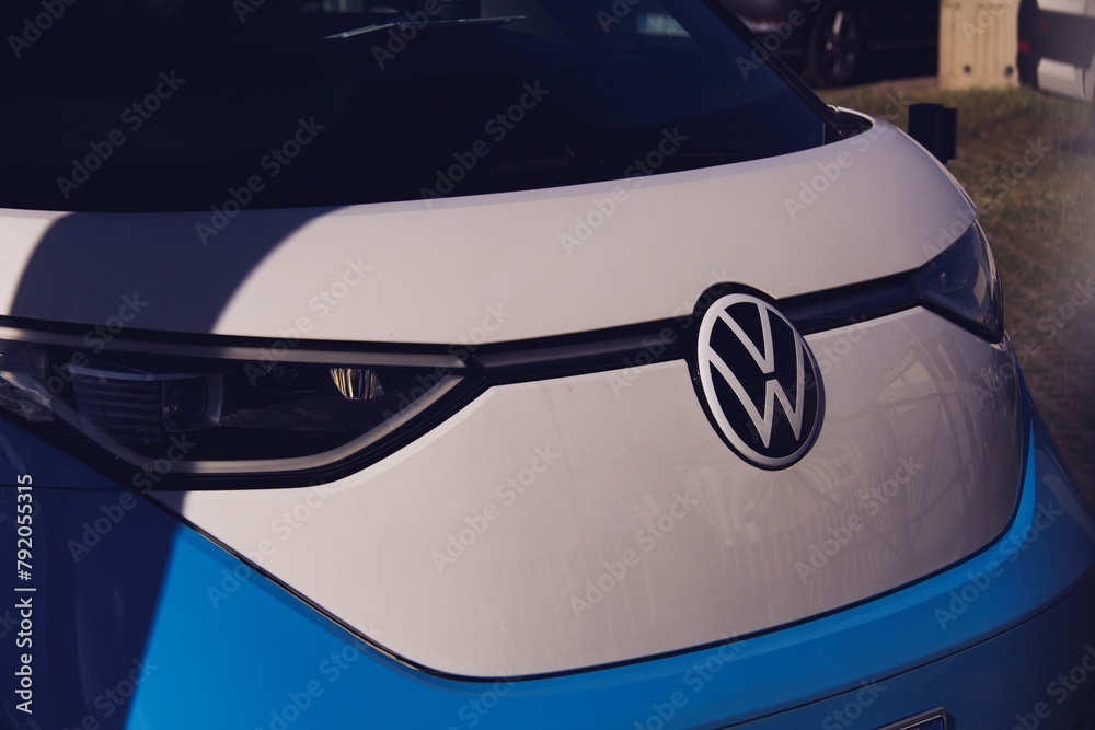 April 20th 2024 Florence, Italy. VW ID Buzz, front view of the electric ...