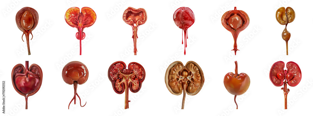 Detailed human bladder and urinary system anatomy models cut out png on ...