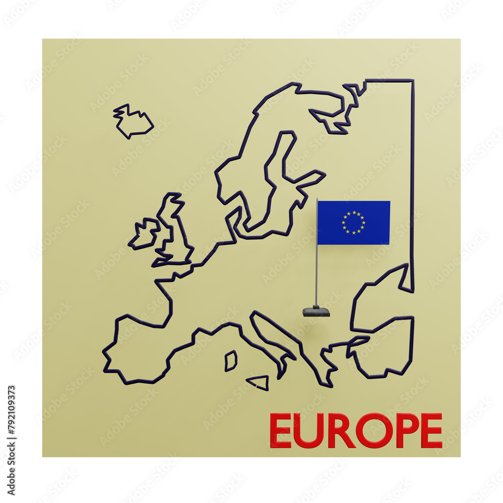 3 D illustration of europe map icon Stock Illustration | Adobe Stock