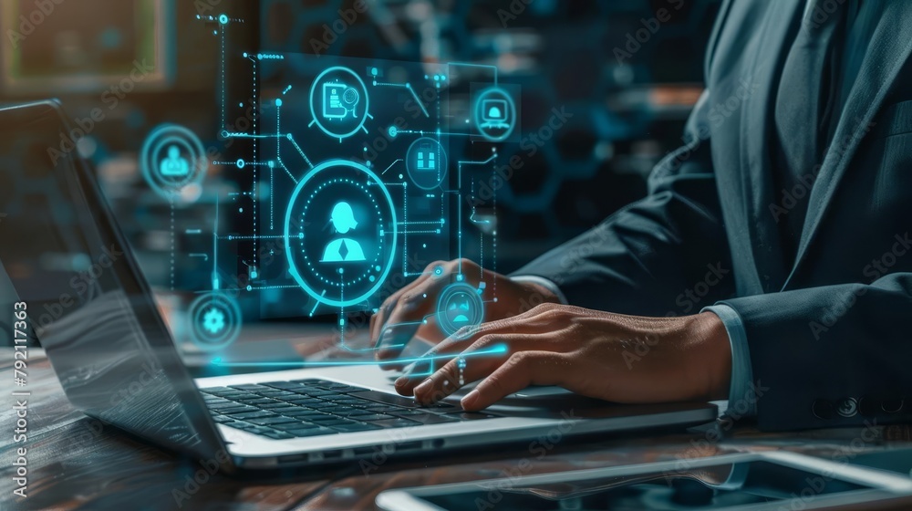 iso 27001 compliant businessman choosing information security ...