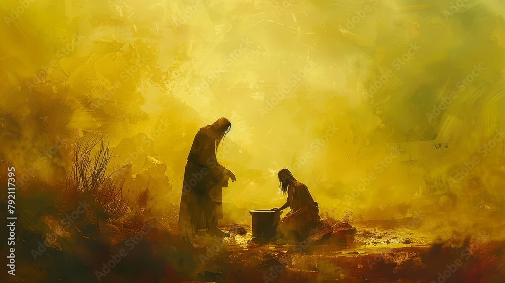 jesus christ offering hope and eternal life to the samaritan woman at ...