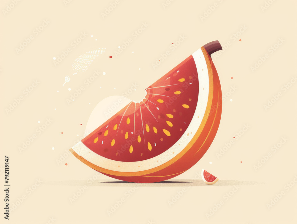 Stylized vector illustration of a vibrant gradient fig slice with ...