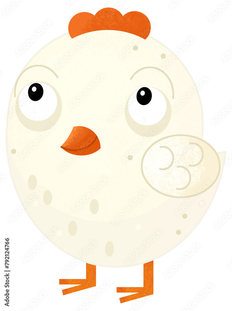 cartoon scene with happy little chicken bird poultry isolated ...