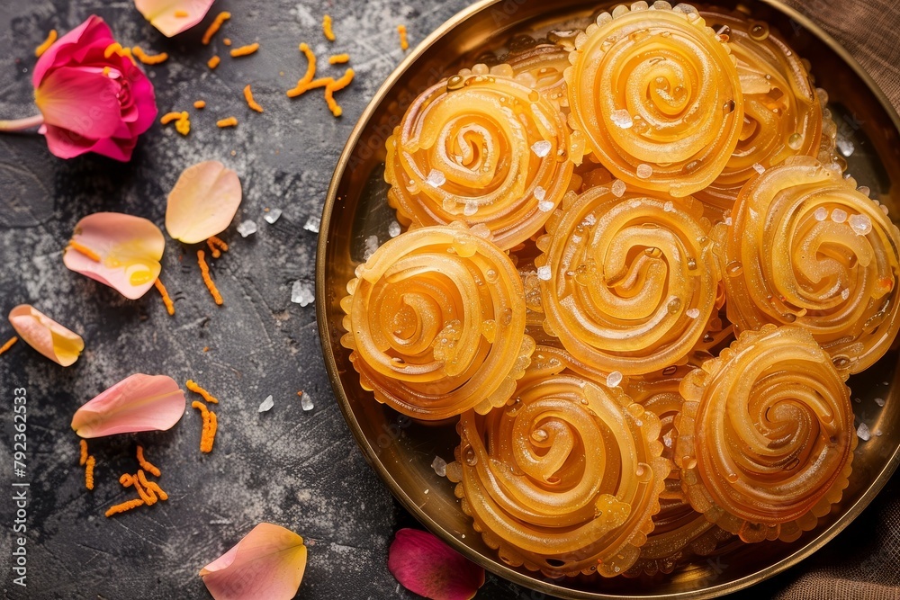 Traditional Indian sweet Jalebi with Fafda Sambhara and chutney popular ...