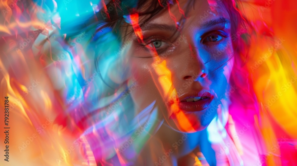 The defocused background of the highfashion photo shoot resembles a ...