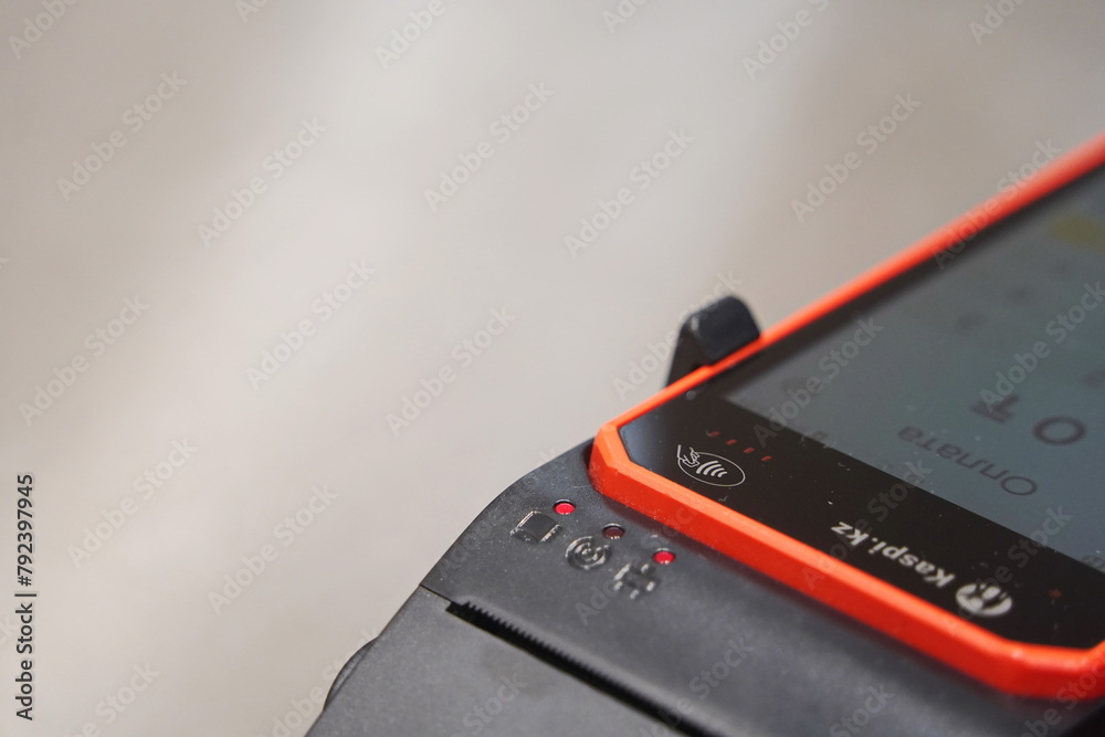 Almaty, Kazakhstan - 04.18.2024 : Terminals for payment by bank card ...