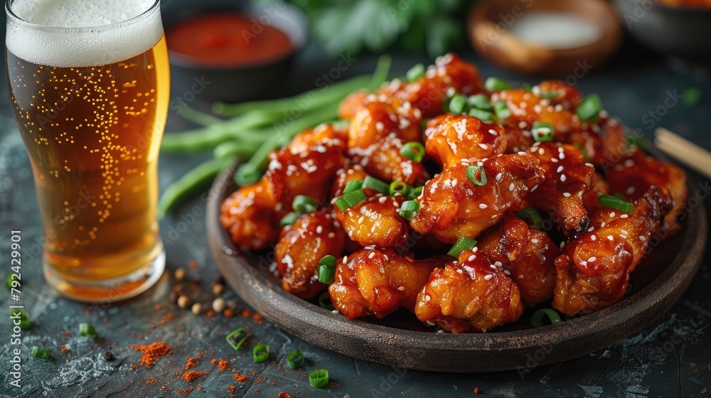 chimaek chicken and beer crispy korean fried chicken paired with a cold ...