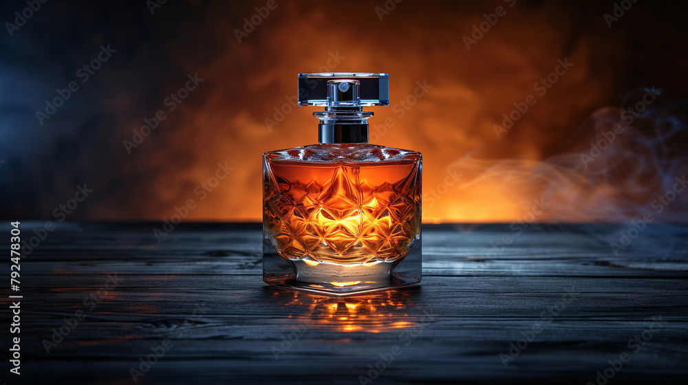 Product shoot of men's perfume glass bottle, good lighting, plain ...