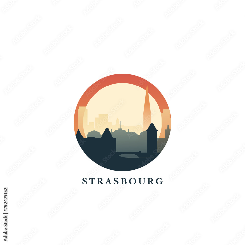 Strasbourg cityscape, gradient vector badge, flat skyline logo, icon ...