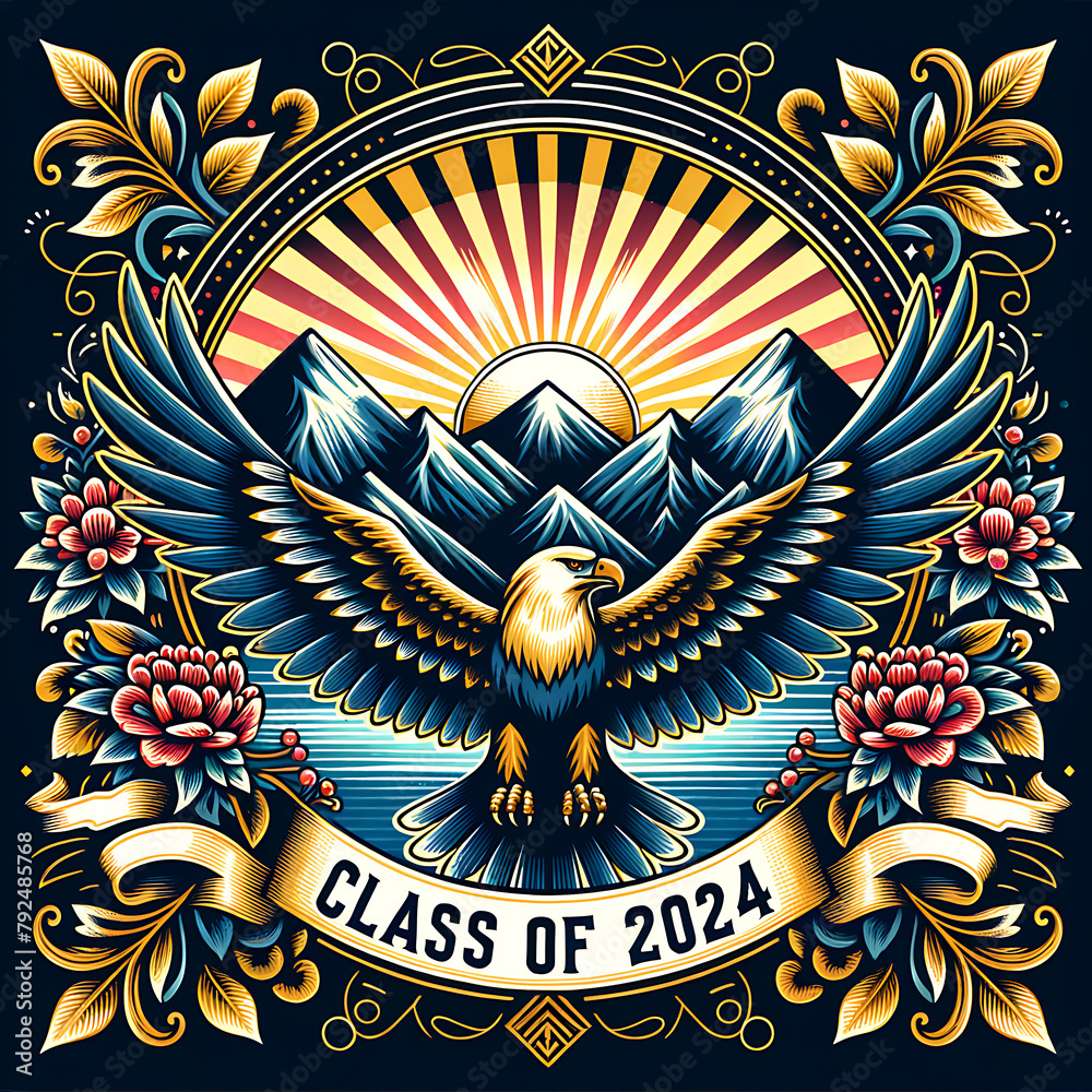 Graduation label design. Class of 2024. Congrats Graduates emblem with ...