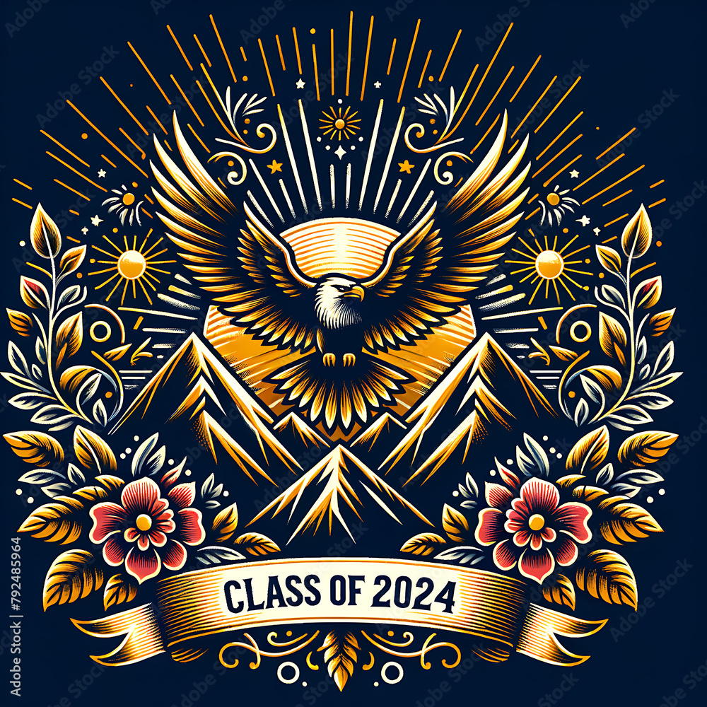 Graduation label design. Class of 2024. Congrats Graduates emblem with ...