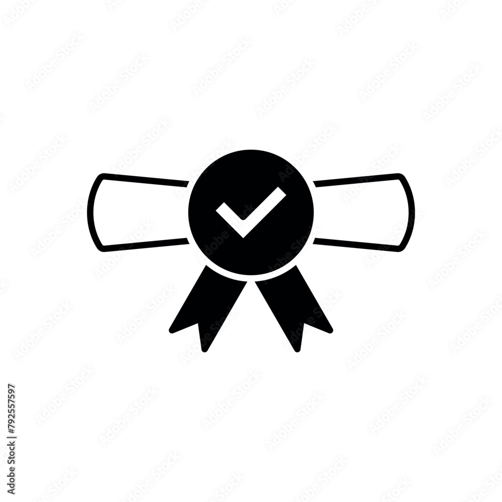 Folded diploma icon vector illustration. Scroll with ribbon on isolated ...