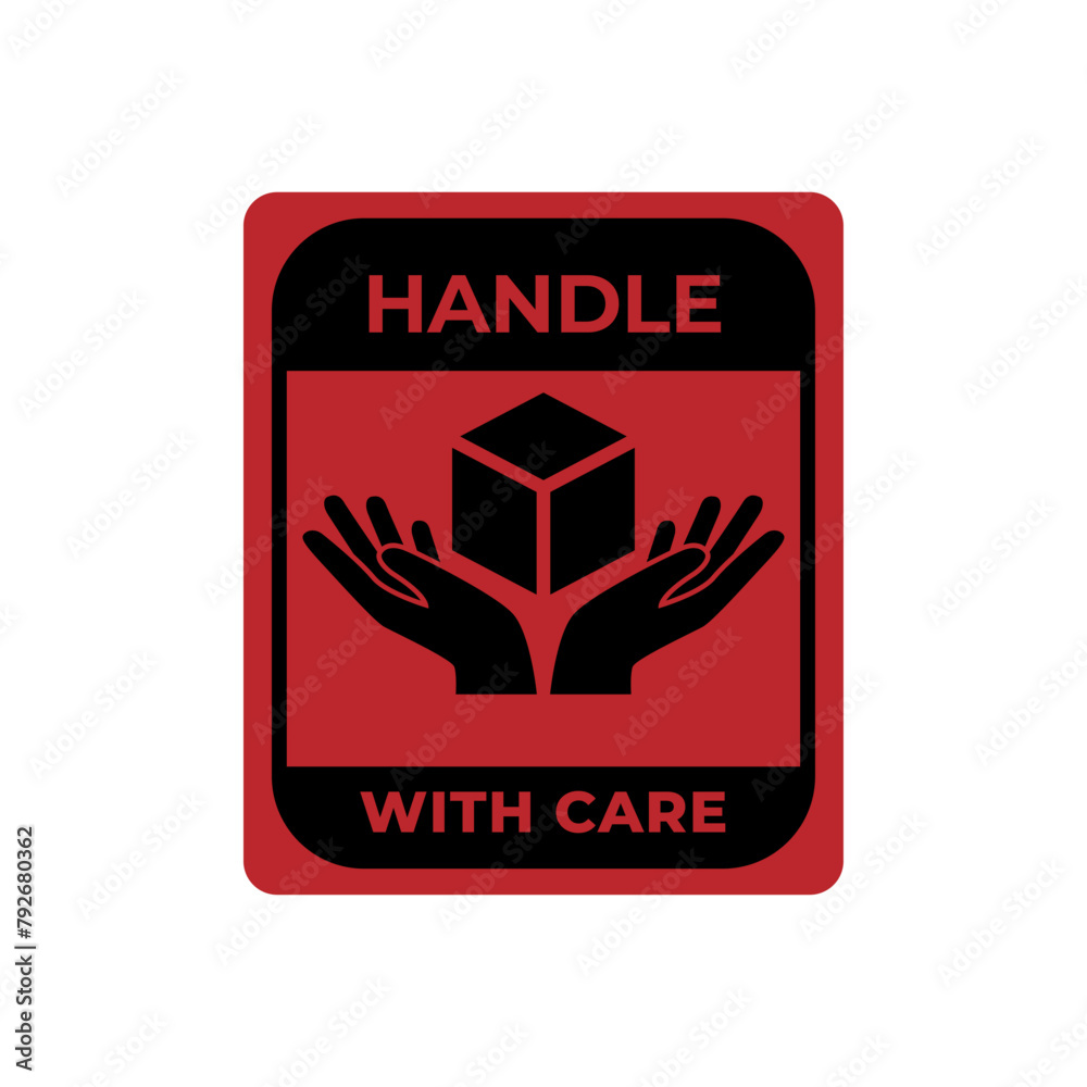 Handle with care packaging sign. Delivery shipping sticker vector ...