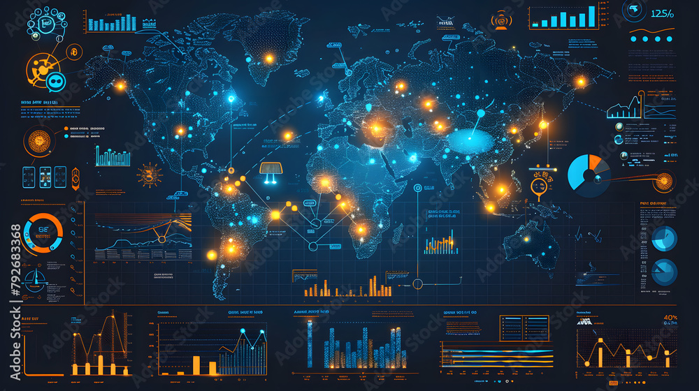 Data analyst working on business analytics dashboard with charts ...