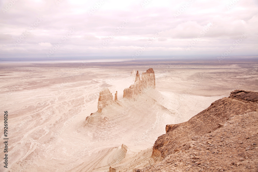 Bozzhyra tract in Kazakhstan, a scenic and arid desert landscape ...