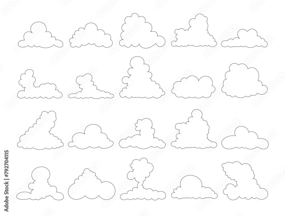 Cumulus cloud. Coloring Page. Sky air symbol. Vector drawing ...