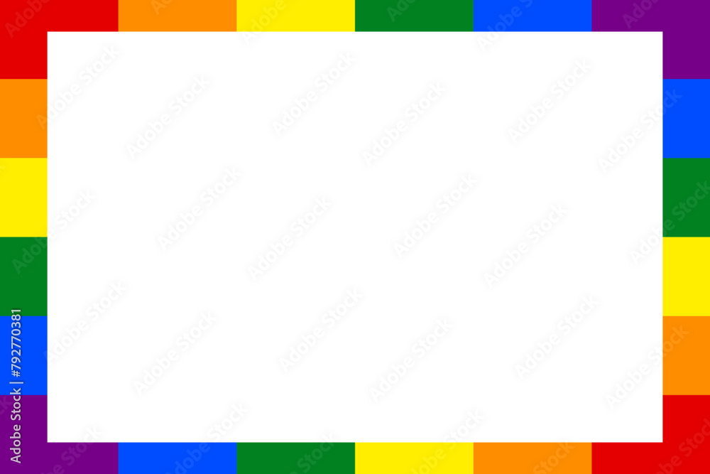 Empty rainbow rectangular frame isolated on a transparent background ...
