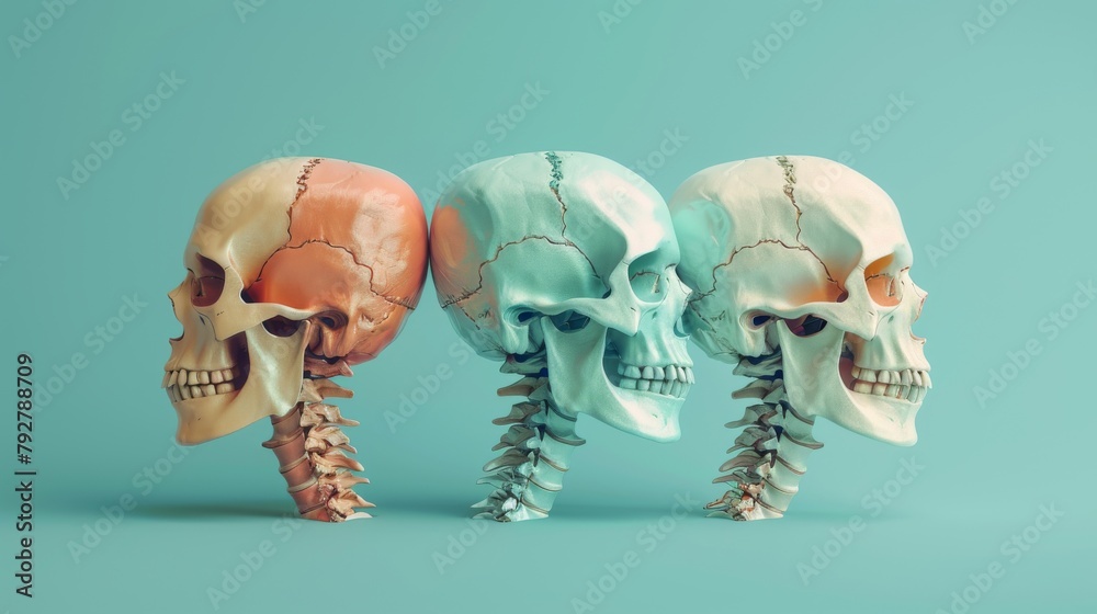 Stock-Illustration „Cranium and skull bones in various colors. Salient ...