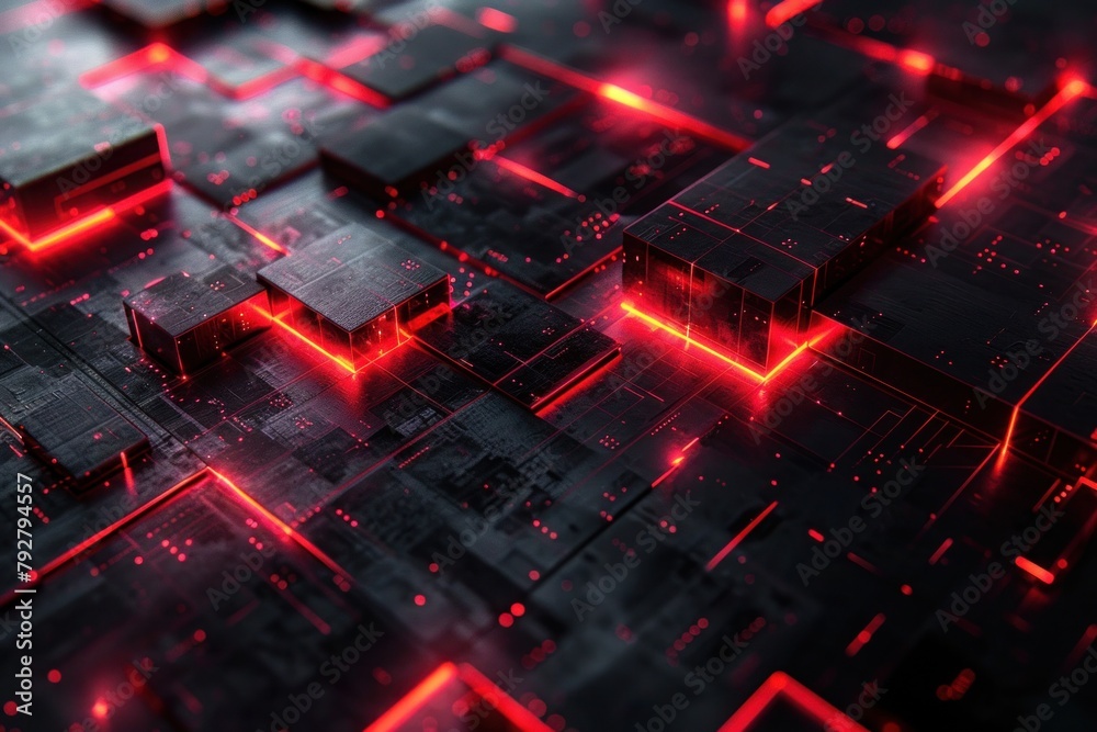 Abstract modern high-tech red black background. Composition of ...