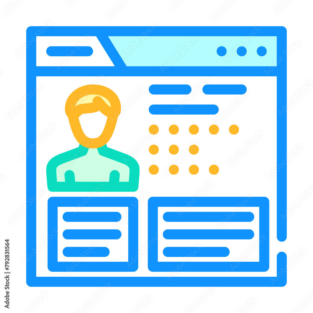 persona ux ui design color icon vector. persona ux ui design sign ...