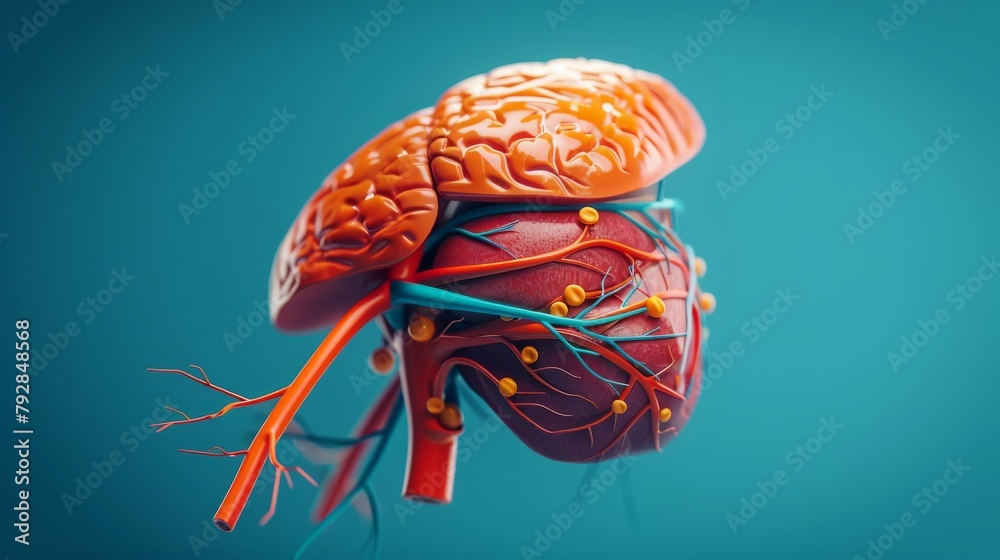 Human liver for medical drug, pharmacy and education design. Modern ...
