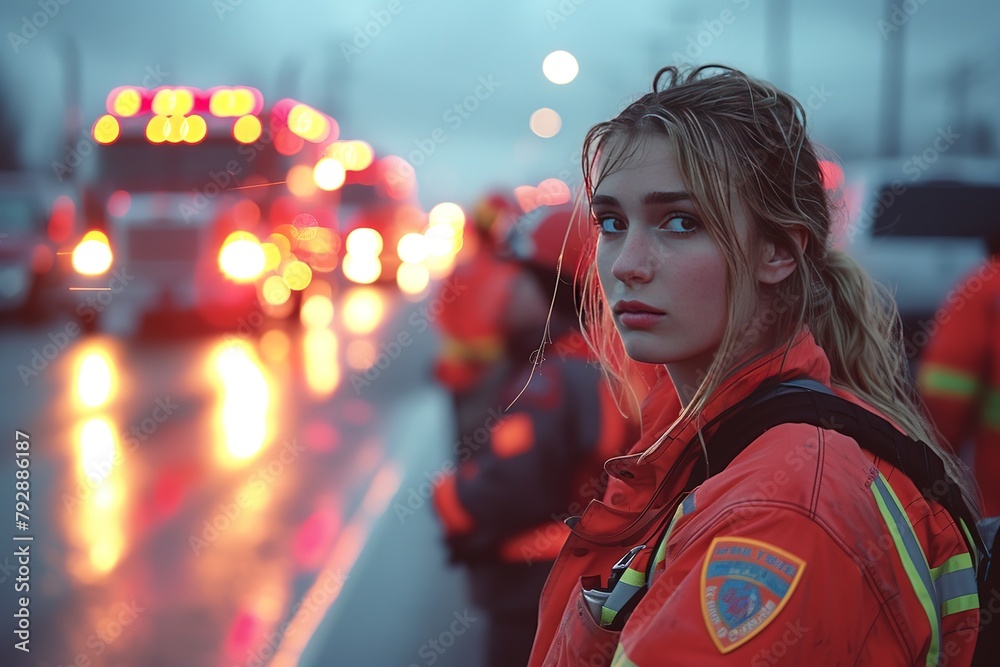 Truck Driver's Fleet Accident Response Scenes depicting emergency ...