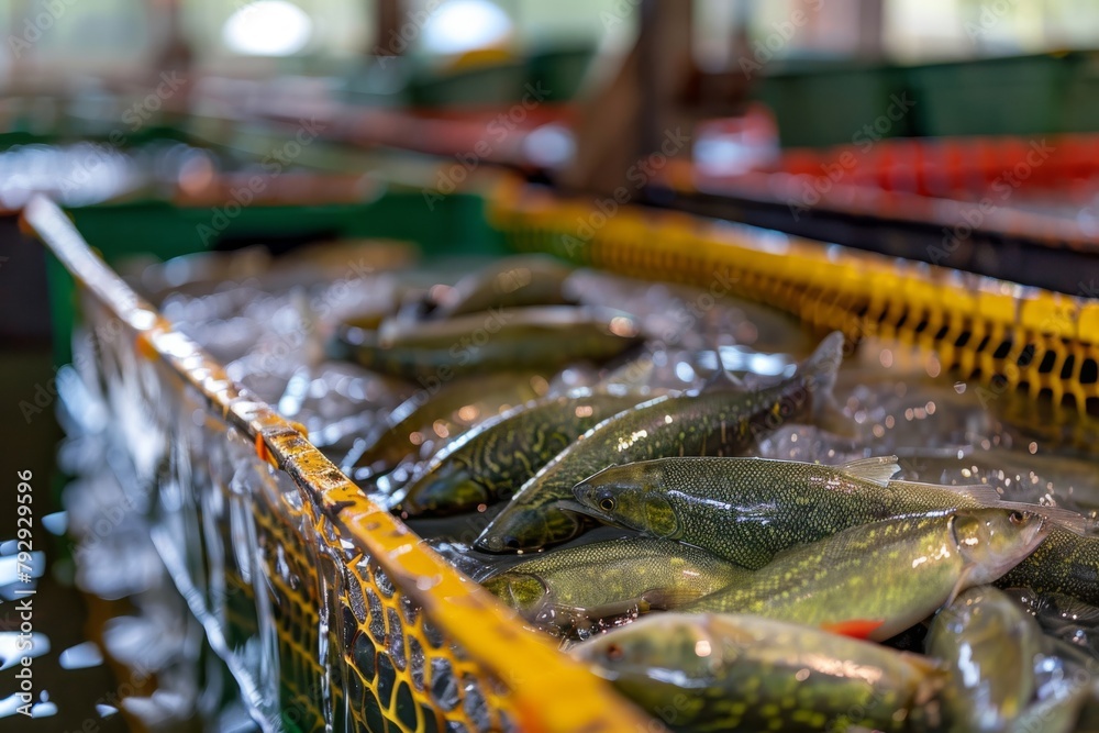 Freshwater fish harvest at aquaculture farm Stock Photo | Adobe Stock
