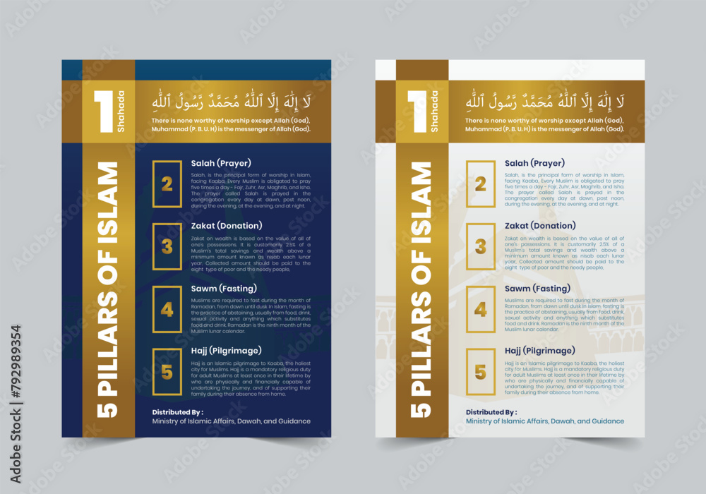 The Five Pillars of Islam Flyer Template | A4 | Print Ready Stock ...