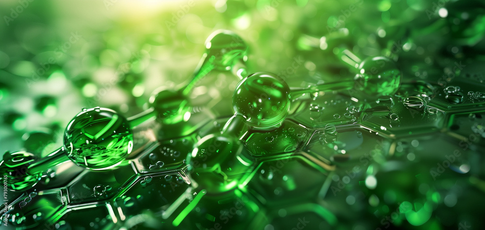 Green Hydrogen. Vital Energy of Life: Green Molecule Illustration ...